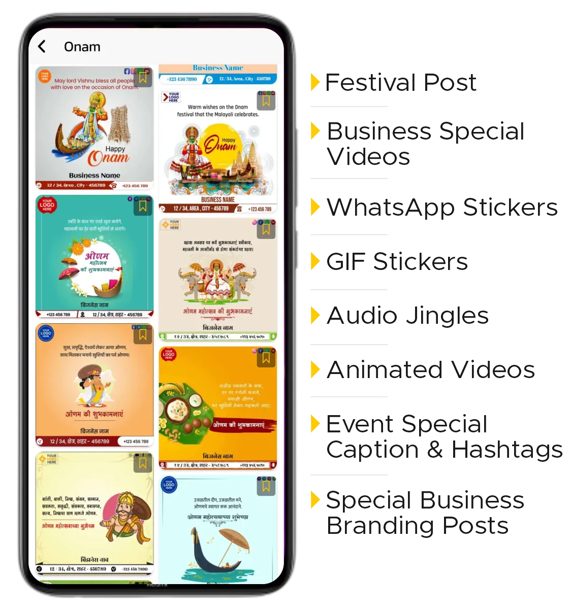 Happy Onam posters and videos on AdBanao festival poster maker