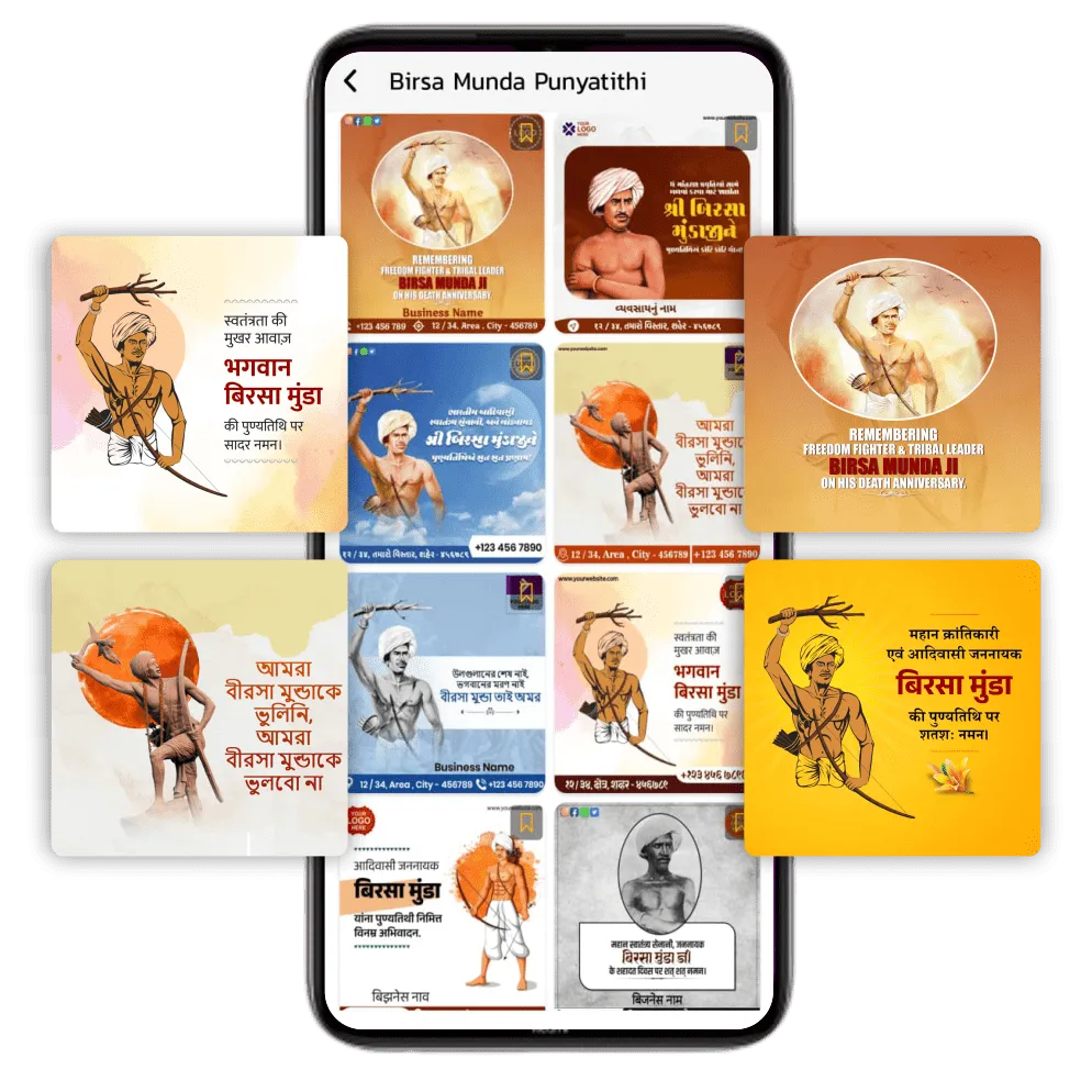 Remember Birsa Munda with AdBanao posters and videos maker.