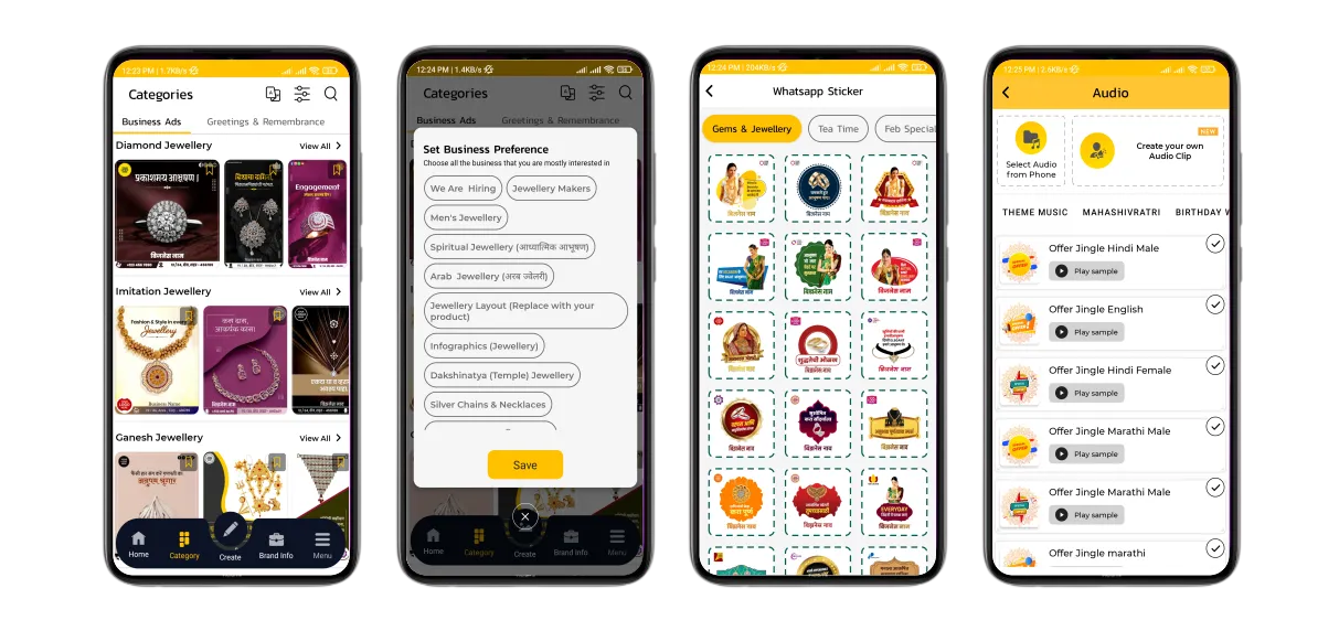 Readymade gems and jewellery posters and videos on AdBanao app